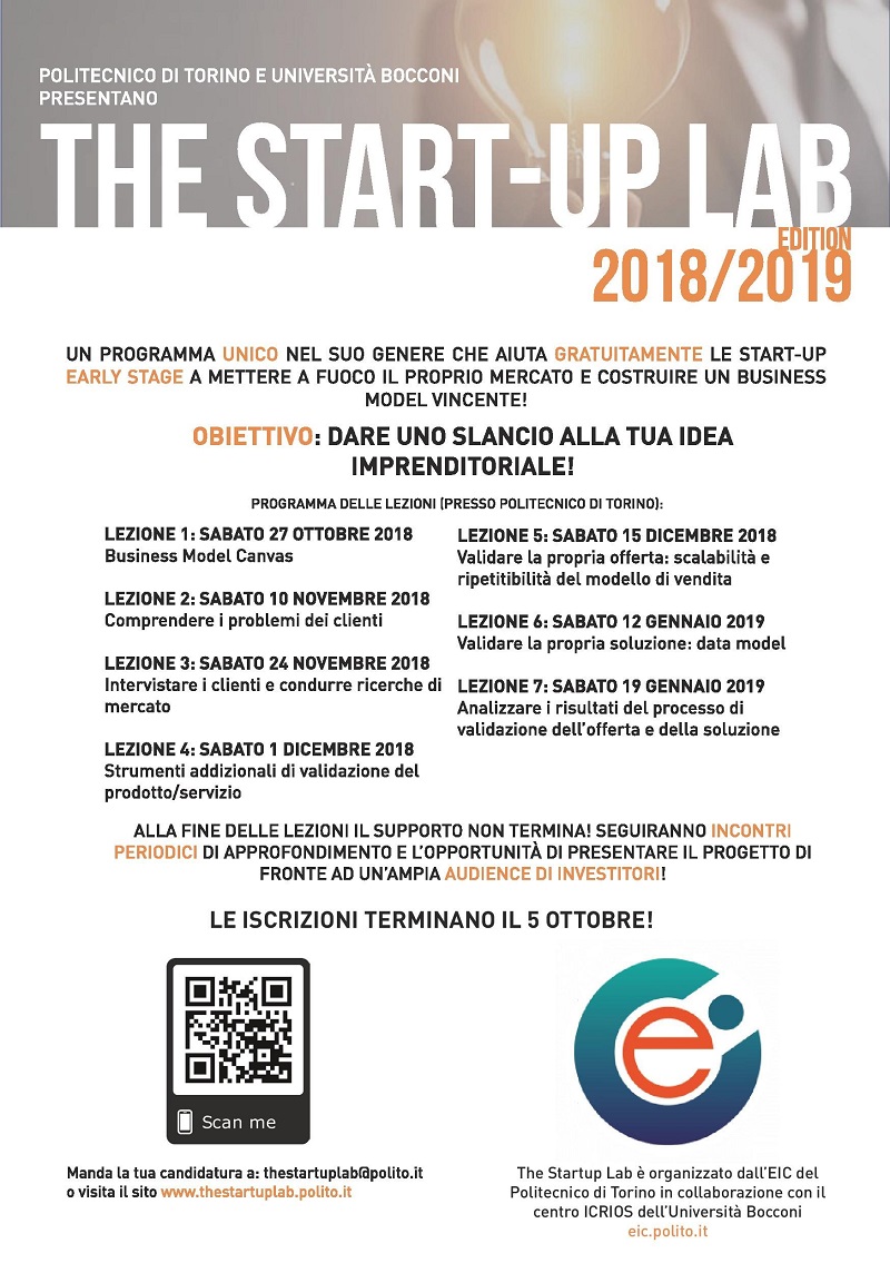 The Startup Lab - Il corso accademico gratuito per nuovi Startupper